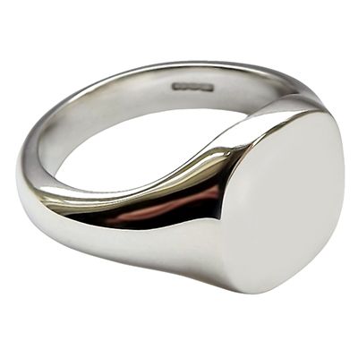 925 Sterling Silver Cushion Signet Ring Stamped Solid Hallmarked 14mm ...